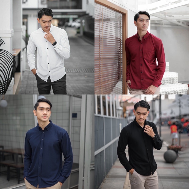 Jual Kemeja Polos Pria | Baju kerja kantor Cowok Polosan Lengan Panjang ...