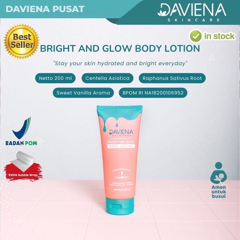 Jual BRIGHT & GLOW BODY LOTION 100ml| DAVIENA SKINCARE | Shopee Indonesia