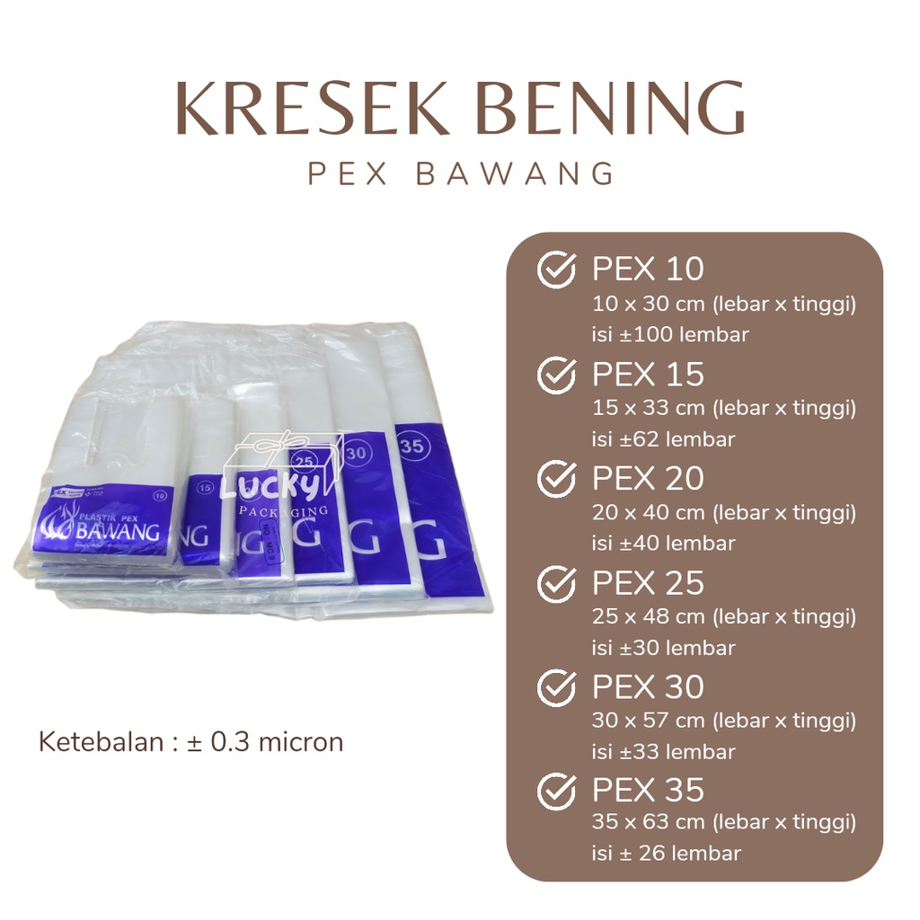 Jual Kantong Plastik Kresek Bening PE PEX merk Bawang uk. 30/35 | Shopee Indonesia