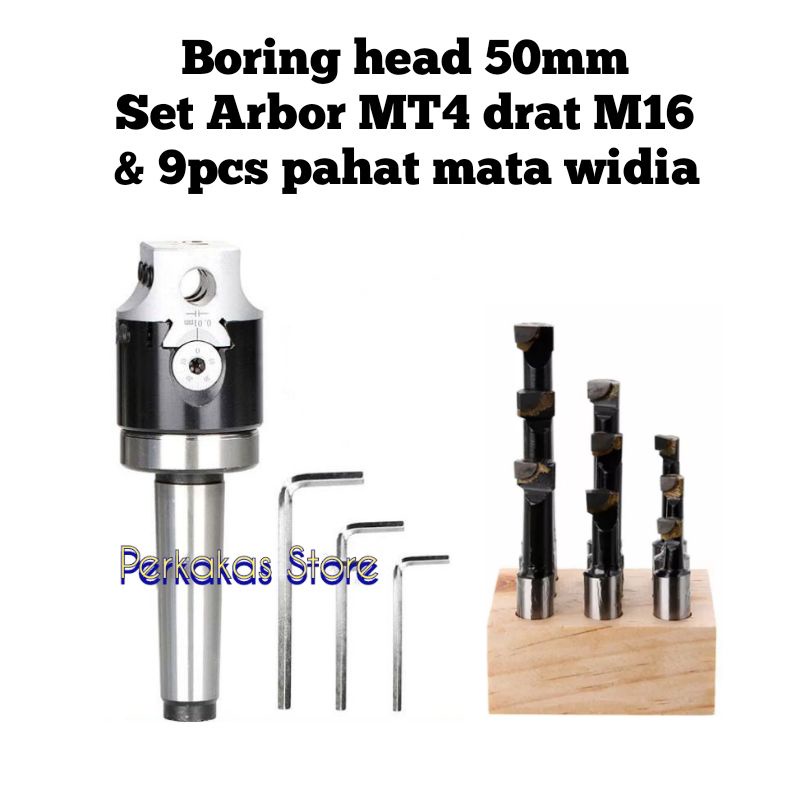 Jual Alat Korter Lubang Boring Head 50mm Set Arbor MT4 & Pahat Mata ...