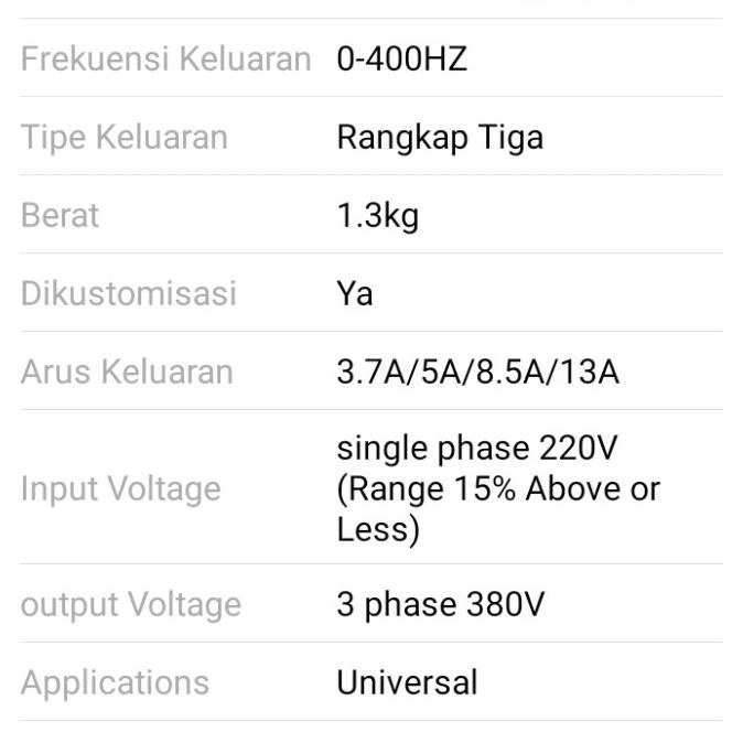 Jual VFD Inverter 4KW 5,5Hp, input 220V 1 Phase dan Output 380V 3 phase | Shopee Indonesia