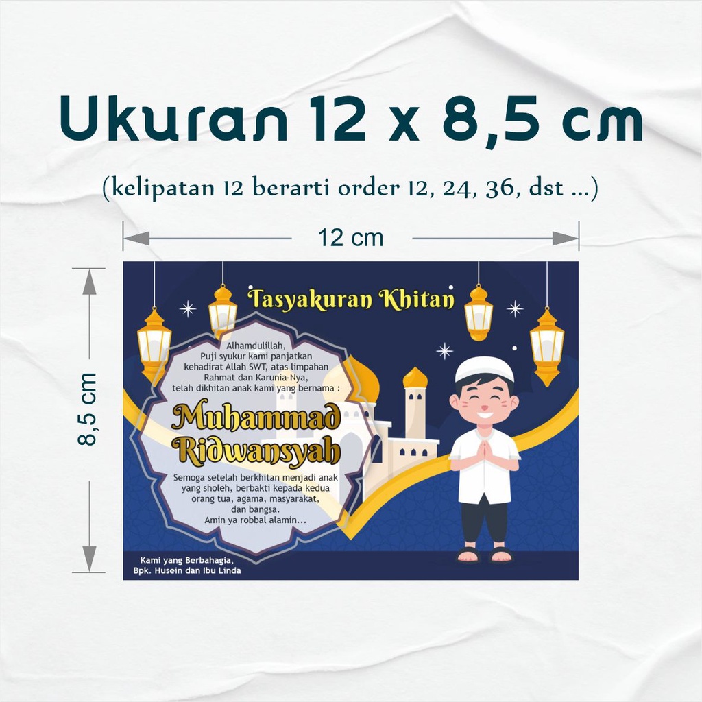 Jual STIKER KHITAN / TASYAKURAN ANAK LAKI - LAKI / WALIMATUL KHITAN ...