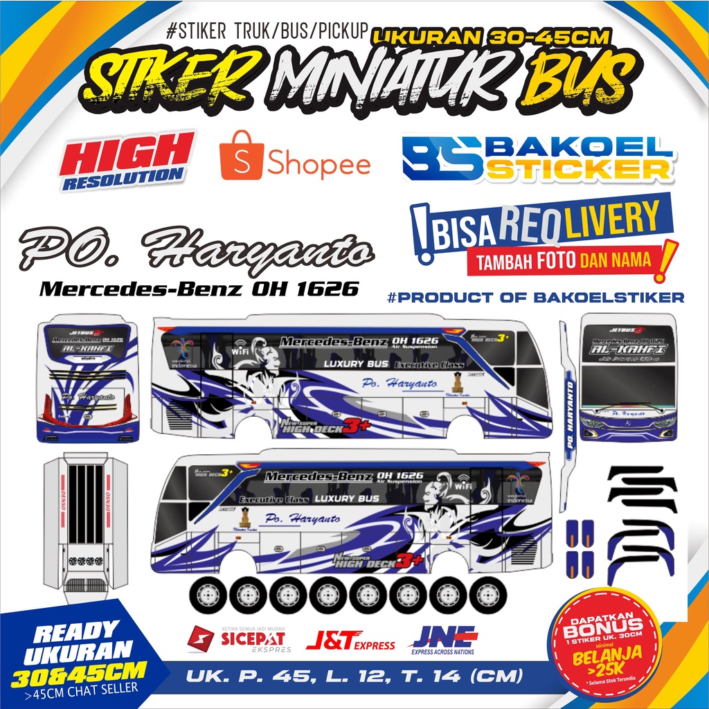 Jual STIKER MINIATUR BUS PO. HARYANTO #2 UK. 30-45CM | Shopee Indonesia