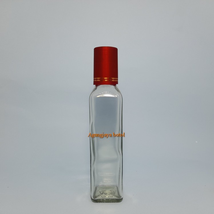 Jual Botol Kaca Food 250 Ml Square VCO Clear Tutup Hijau Segel / Botol Kaca VCO / Botol Kaca ...