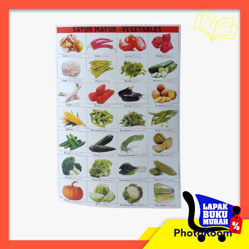 Jual Poster Edukasi Anak Vegetables Sayuran Warna Gambar Sayuran ...