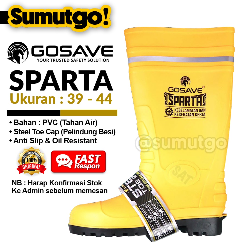Jual GOSAVE SPARTA Sepatu Karet PVC Safety Boots Ujung Besi Proyek ...