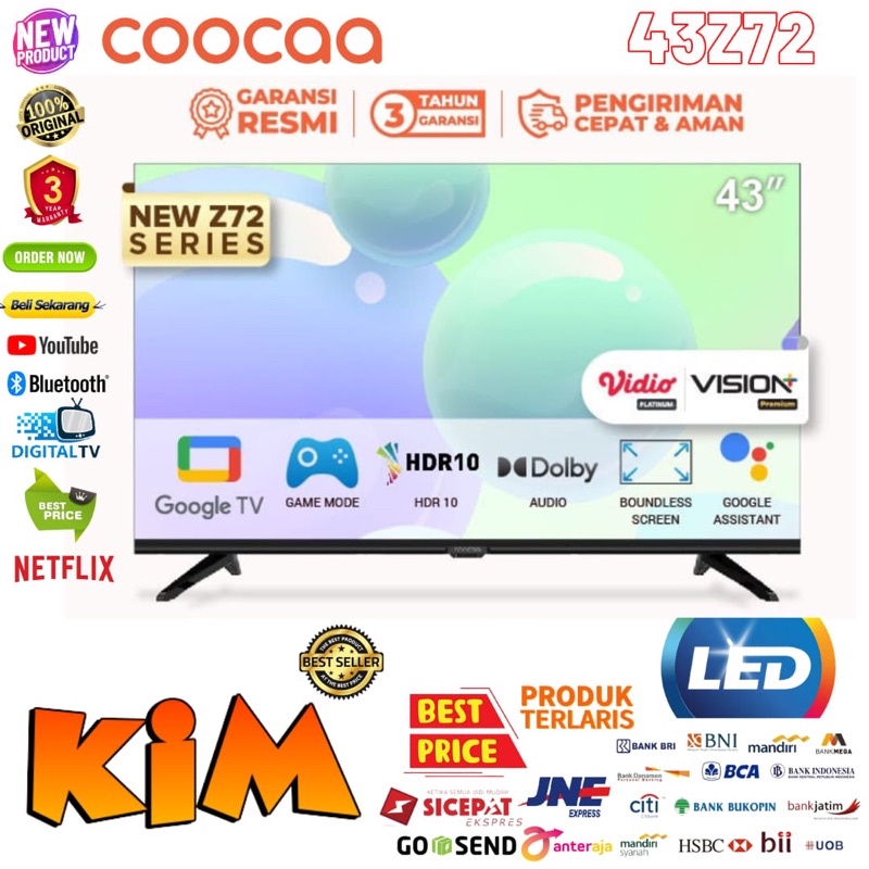 Jual COOCAA 43Z72 SMART LED 43 inch Google TV - DIGITAL - Flicker Free ...