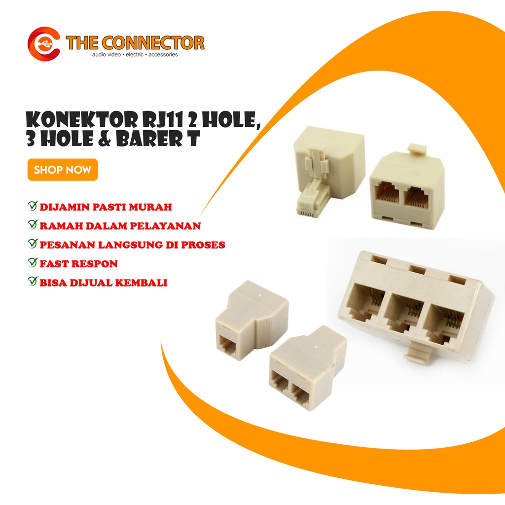 Jual KONEKTOR ADAPTER SPLITER PARALEL RJ11 TELP CABANG 2, CABANG 3 DAN ...
