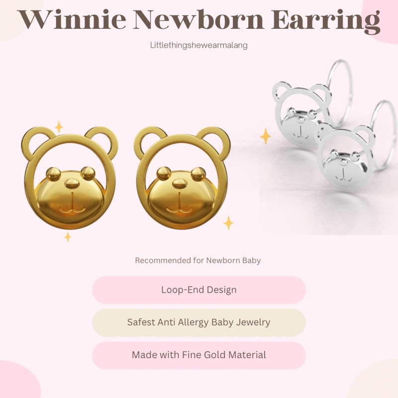 Jual Anting Newborn Littlethingshewear Winnie (Anting Toge atau Loop ...