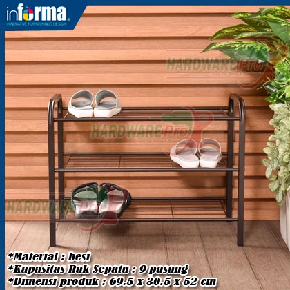 Jual Rak Sepatu Tempat Sepatu Dan Sandal 3 Tingkat Coklat Tua Barton ...