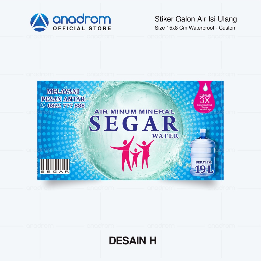 Jual Stiker Galon Air Isi Ulang | Stiker Galon Anti Air | Anadrom 3164 ...