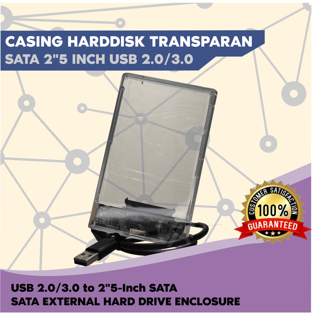 Jual CASING HARDDISK TRANSPARAN SATA 2"5 INCH USB 2.0/3.0 - EXTERNAL SATA HARD DRIVE ENCLOSURE ...