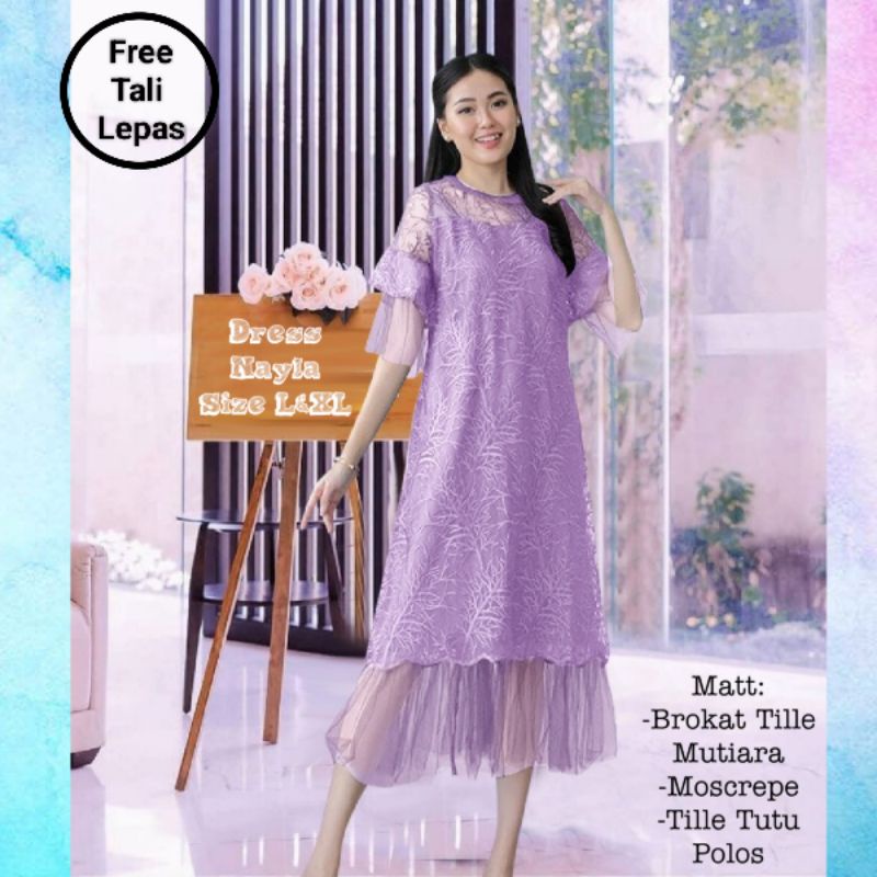 Jual Dress Pesta Wanita Midi Terbaru/Dress Nayla L - XL Matt Brokat ...