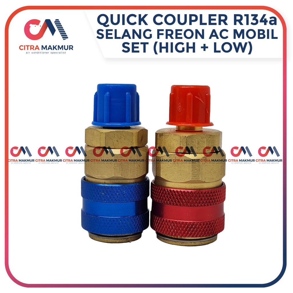 Jual Quick Coupler R134a Selang Freon AC Mobil Set High Low Nepel Kran ...