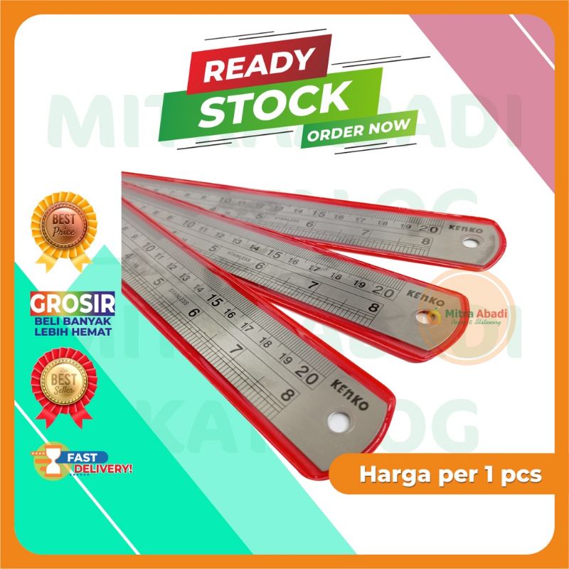 Jual KENKO Penggaris Besi Tebal 20cm dan 30cm Stainlees Steel Ruler | Shopee Indonesia