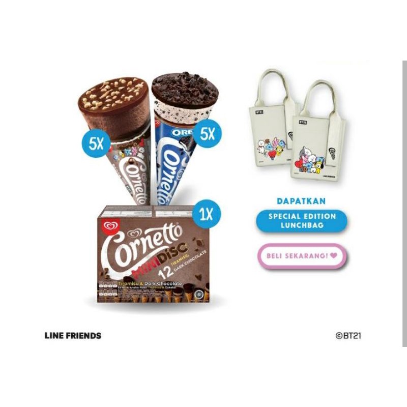 Jual Paket Cornetto X BT21 Free Lunch Box Limited Edition Cornetto Disc ...