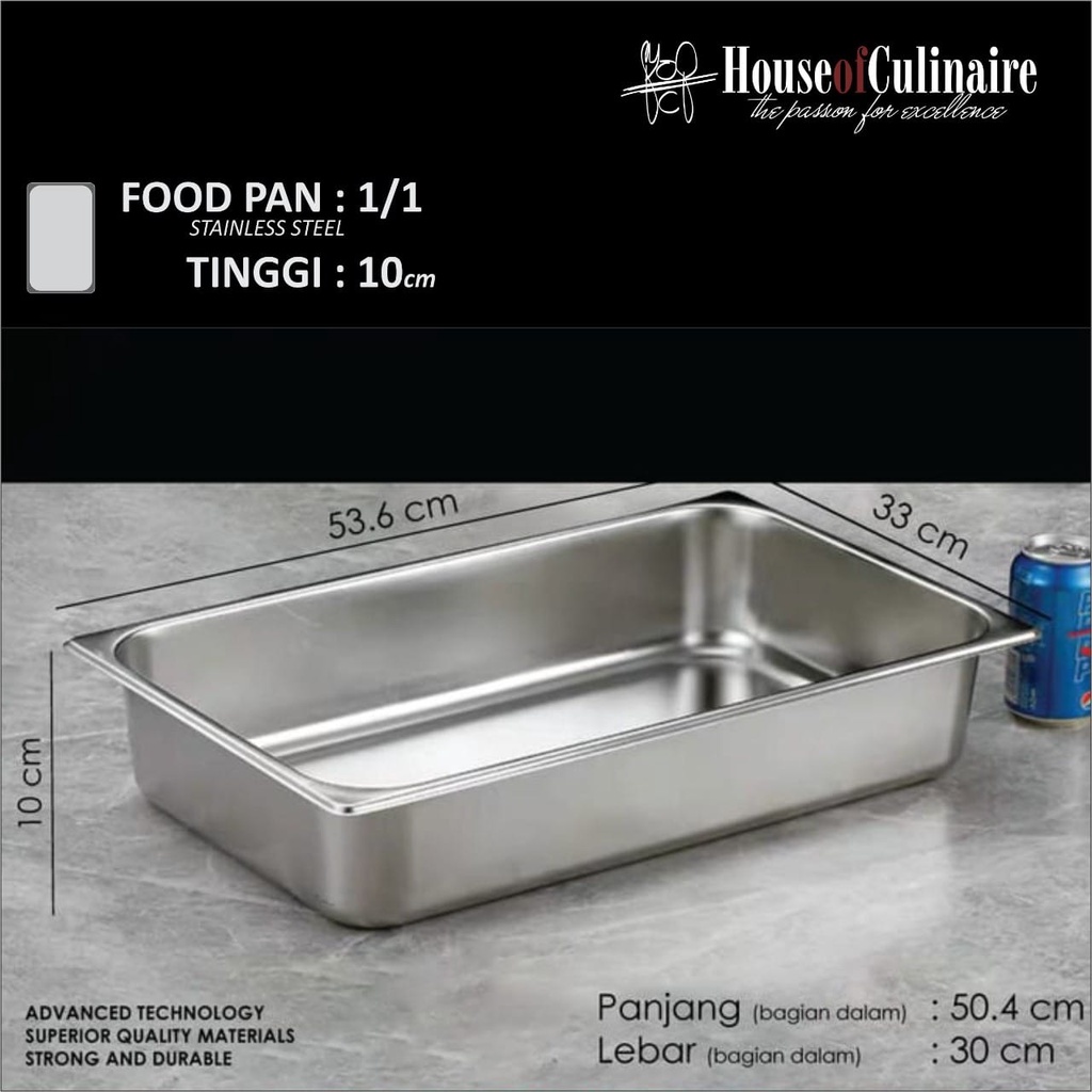 Jual Food Pan Stainless 1/1 Tinggi 10 cm Gastronom Pan | Shopee Indonesia