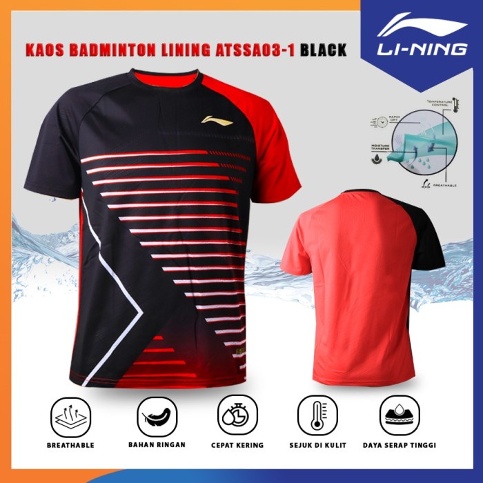 Jual LINING ATSSA 03 T-Shirt / Jersey / Kaos Badminton Original | Shopee Indonesia