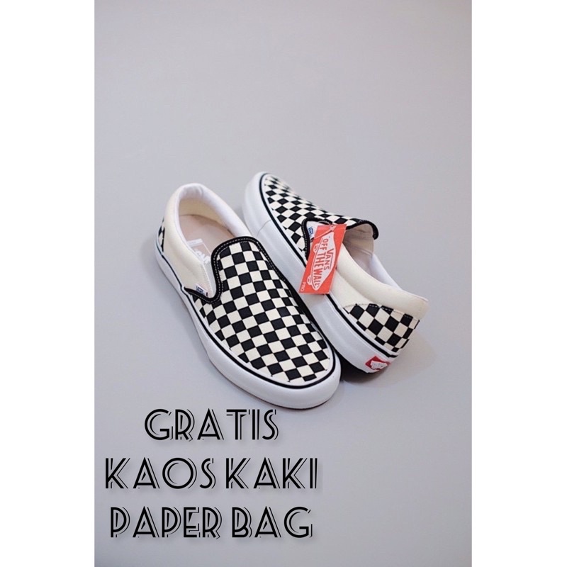 Jual Vans Slip On Pro Checkerboard Black And White (Ultracush Insole ...