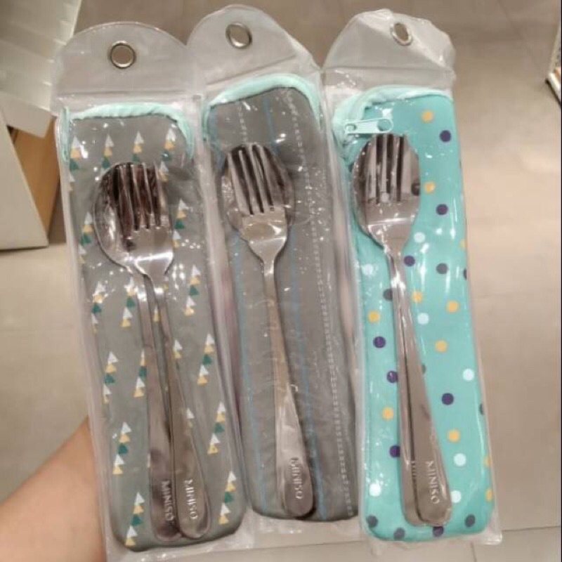 Jual MINISO SENDOK GARPU SUMPIT SET + POCH | Shopee Indonesia