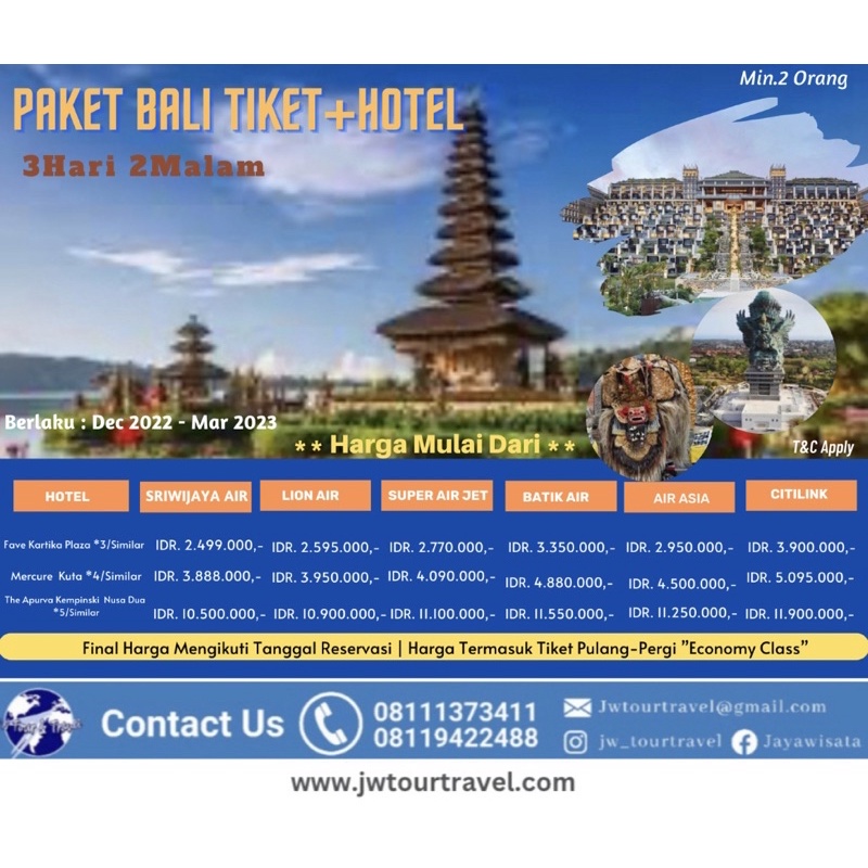 Jual PAKET BALI TIKET + HOTEL | Shopee Indonesia