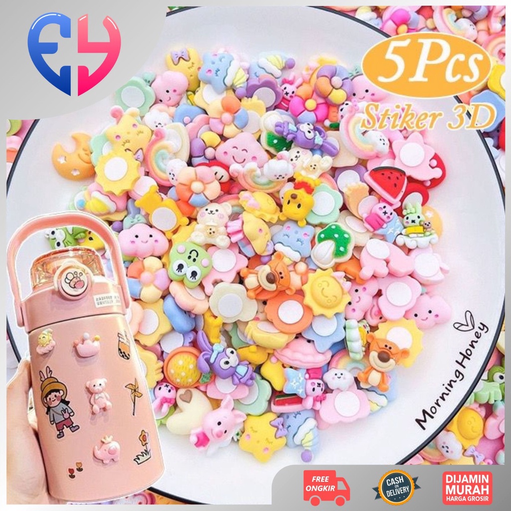 Jual EYSTOR - 5Pcs Sticker 3D Animasi Karakter Manik Lucu Stiker Botol ...