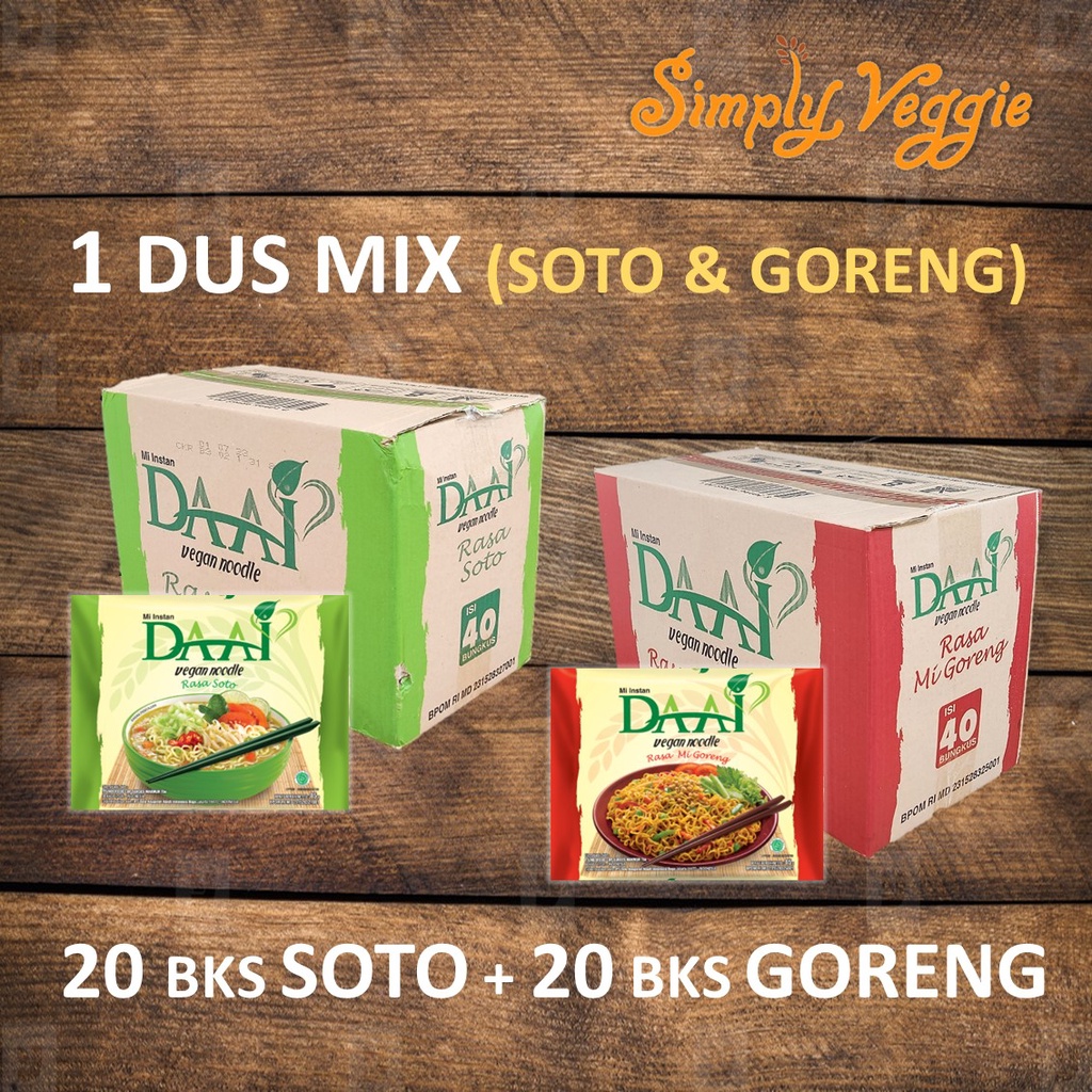 Jual DAAI Mie Instant Vegetarian DA AI Mie Instan Vegan 1 DUS (40 ...