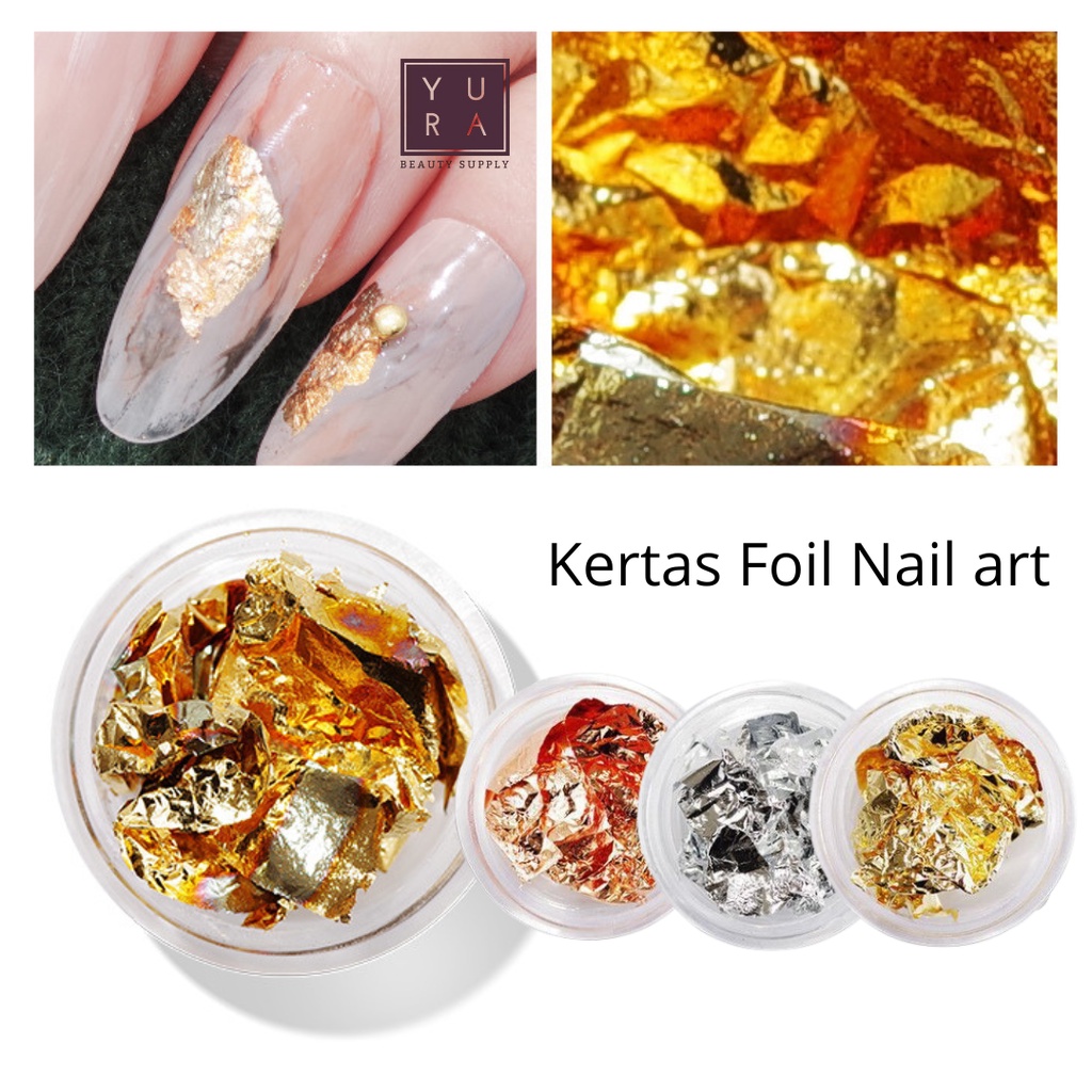 Jual Nail Foil Paper / Alumunium Foil Nail art Silver dan Gold / Kertas ...