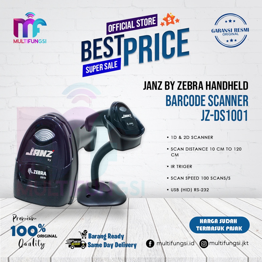 Jual Scanner Barcode JANZ JZ-DS1001 2D by Zebra Handheld | Shopee Indonesia