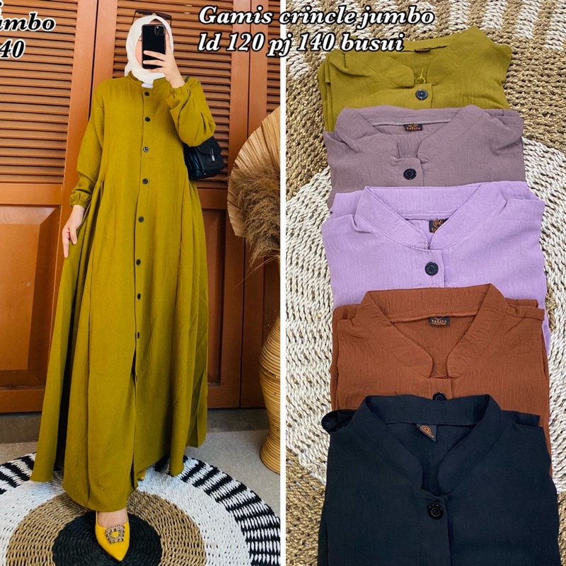 Jual Gamis KM / Gamis Crinkle / gamis crinkle jumbo / gamis polos jumbo ...