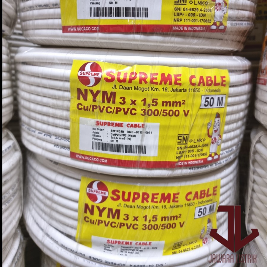 Jual SUPREME KABEL NYM 3X1,5 MM ROLLAN 50M 50 METER KAWAT | Shopee Indonesia