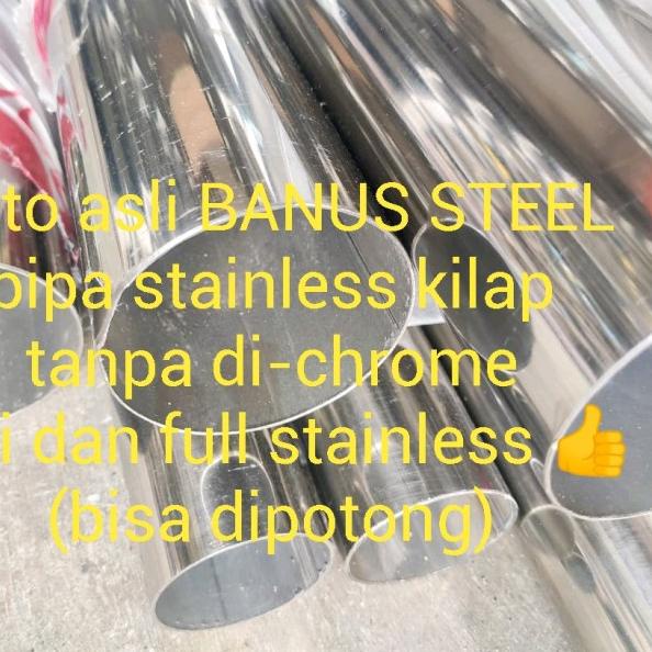Jual Pipa 2" inch stainless tebal 1,5 mm panjang 1 meter kilap ornamen ...