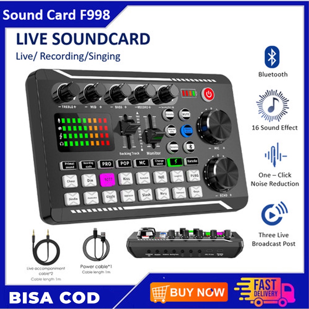 Jual Sound Card Soundcard F998 Live Audio Mixer Broadcast Recording Karaoke - F998 NEW | Shopee ...