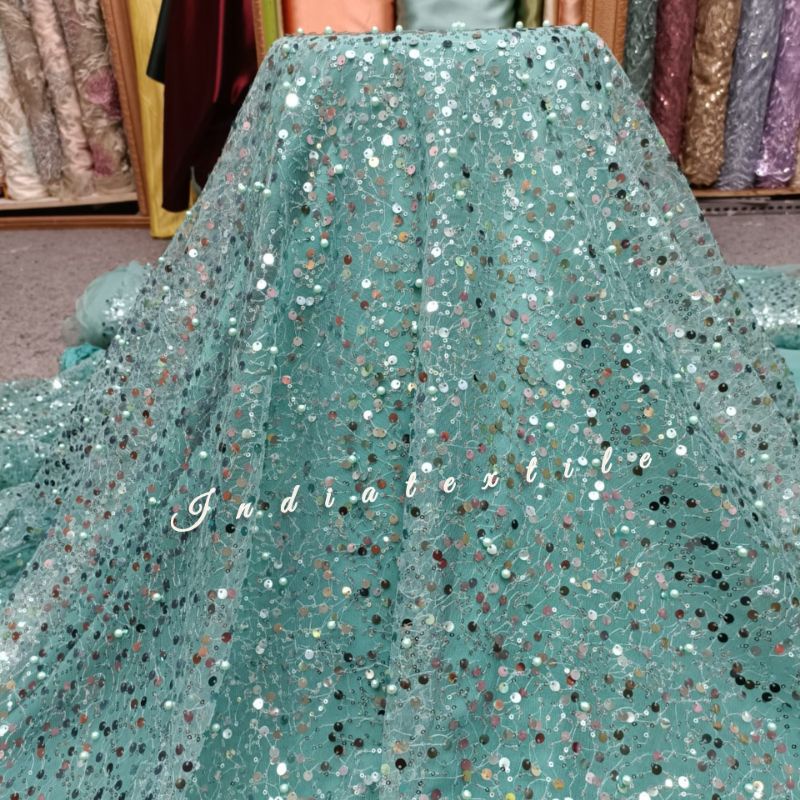 Jual Kain Tille Tulle Payet Sequin / Payet Sequin Mix mutiara /Harga ...