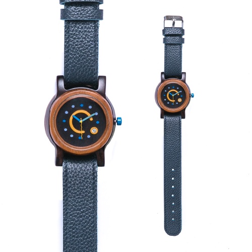 Jual Woodka New Wave Sonokeling & Navy Blue Leather Strap | jam tangan ...