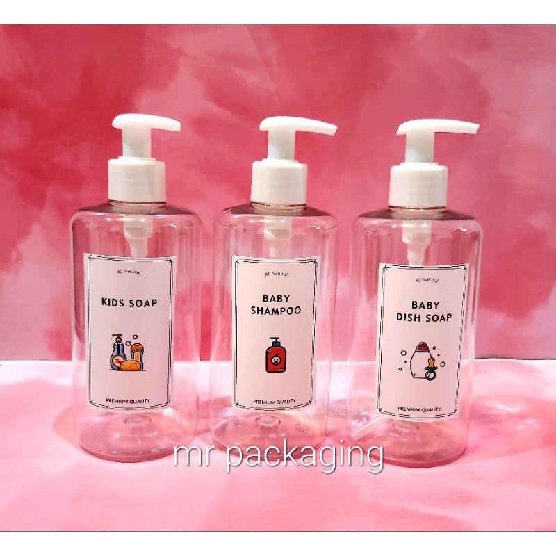Jual Botol Pump 500ml + STIKER LABEL PREMIUM | Botol kosong wadah isi ...
