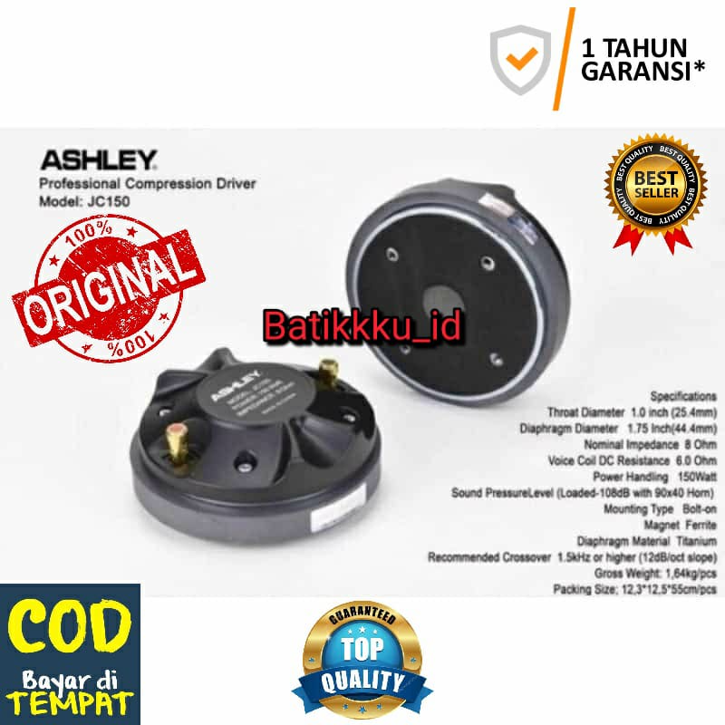 Jual Tweeter Driver ASHLEY JC150 JC 150 S ORIGINAL JC150S JC 150S | Shopee Indonesia