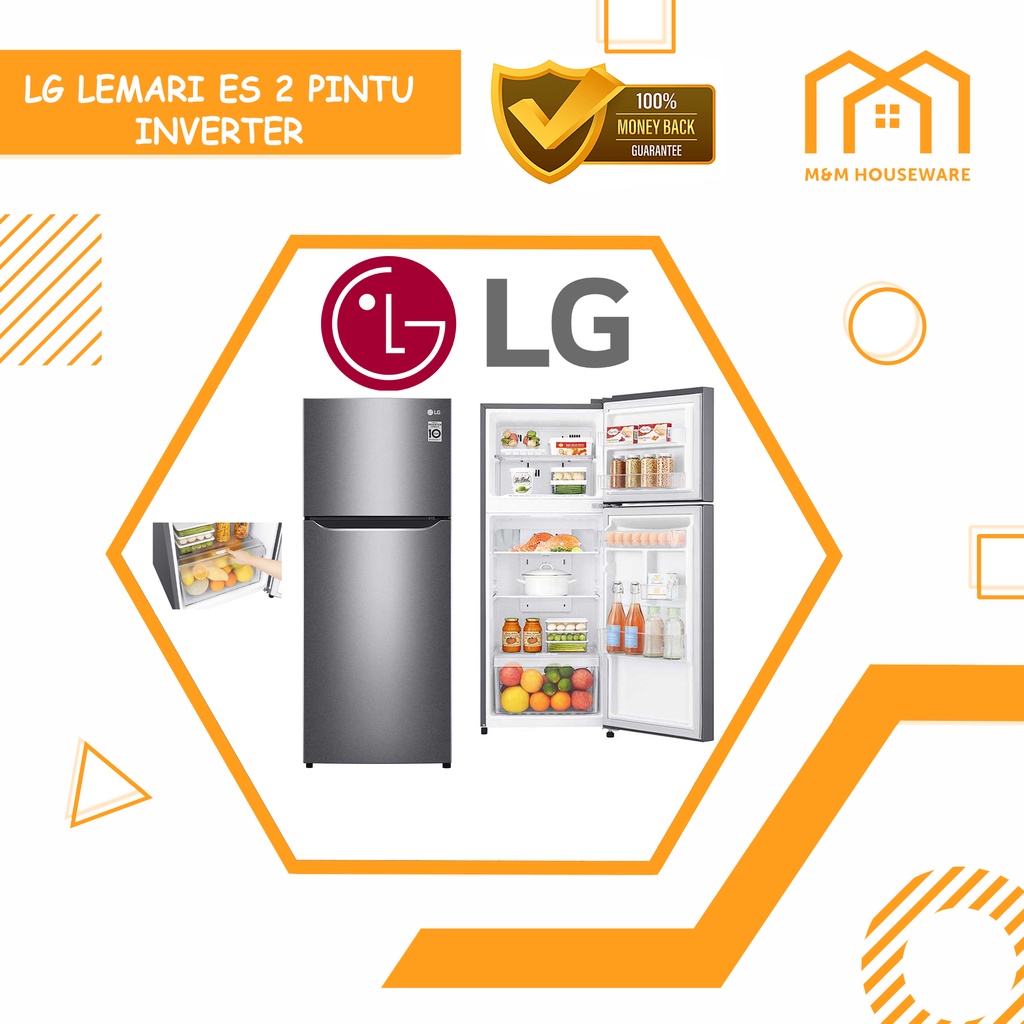 Jual LG KULKAS 2 PINTU GNB195SQMT / GNB 195 SQMT SMART INVERTER 202LTR ...