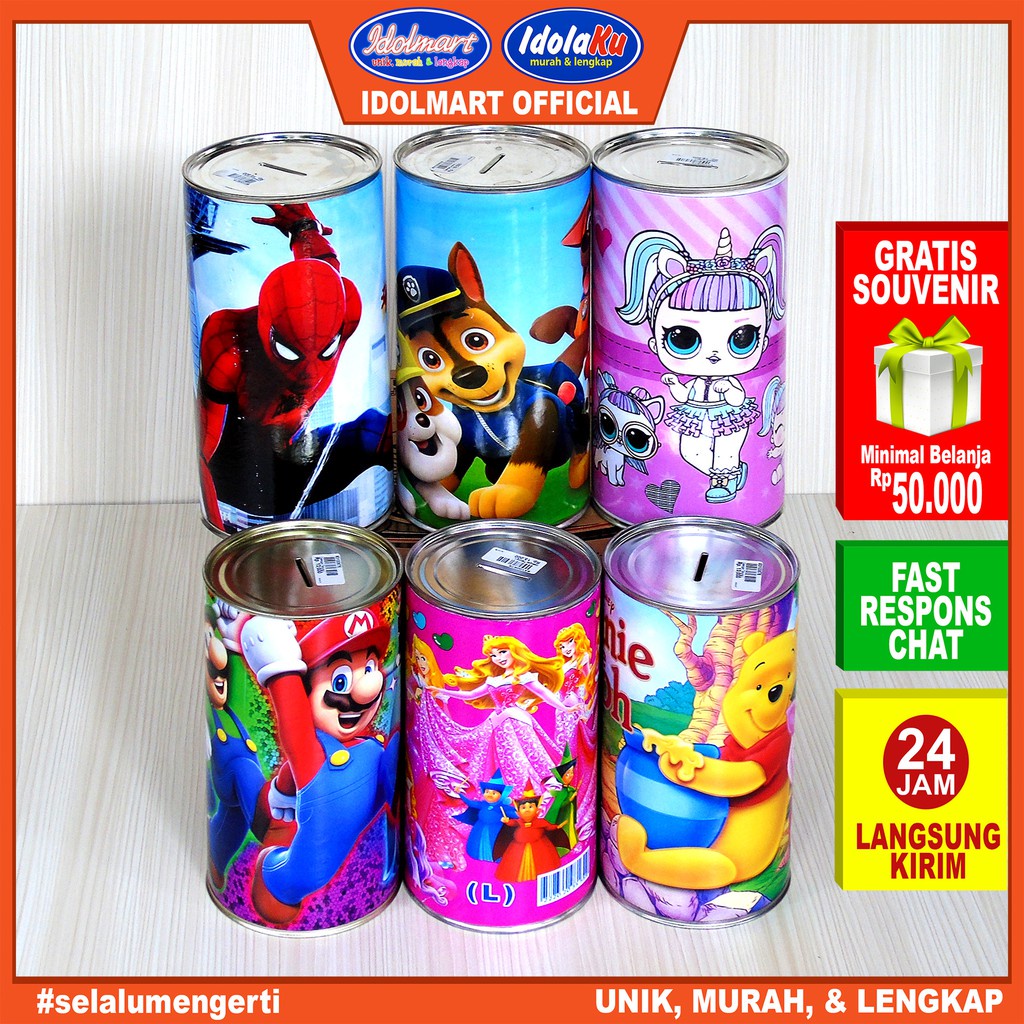 Jual IDOLMART Celengan kaleng Karakter Ukuran Jumbo / Celengan tabung L ...