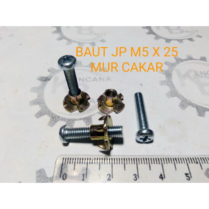 Jual BAUT JP M5 X 25 MM GALVANIS DAN MUR CAKAR / BAUT SPEAKER KUNCI OBENG PLUS(+) | Shopee Indonesia