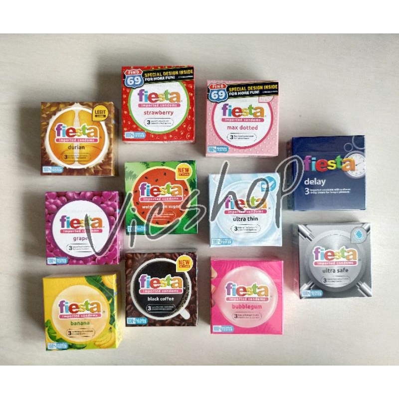 Jual Kondom Fiesta Aneka rasa buah isi 3pc | Shopee Indonesia