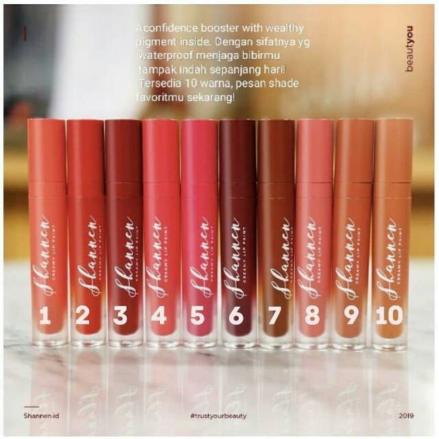 Jual varian lipstik shannen creamy lip paint [no3/no4/no5/no8/no9 ...