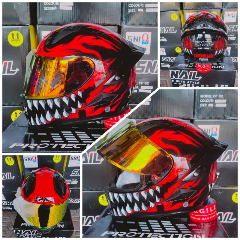 Jual HELM SNAIL FFS1 TYRANO VISOR IRIDIUM | Shopee Indonesia