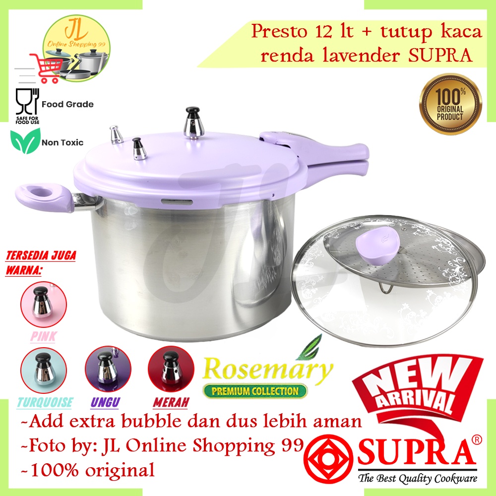 Jual New SUPRA Panci presto 12liter + steamer + tutup kaca pastel ...