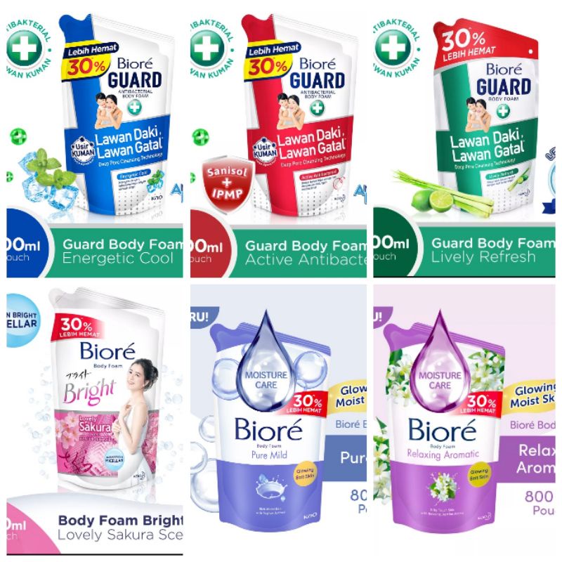 Jual BIORE Guard Body foam | Body Wash | Sabun mandi cair Refill 800ml | Shopee Indonesia