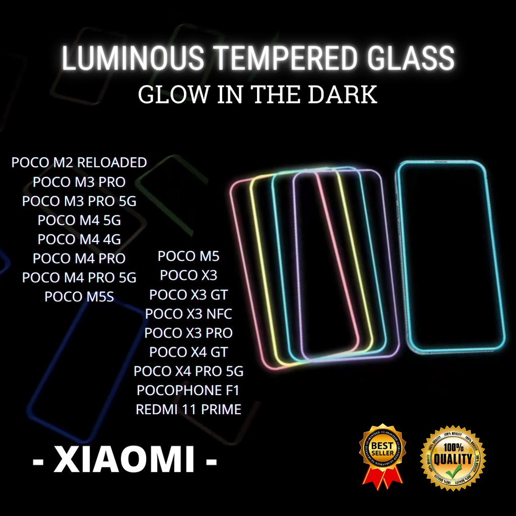 Jual TEMPERED GLASS LUMINOUS GLOW IN DARK GOOD QUALITY POCO M2 RELOADED-POCO M3-M3 PRO-M3 PRO 5G ...