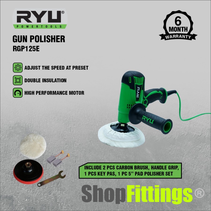 Jual RYU RGP125E Mesin Poles Mobil Motor 5" Gun Polisher 5 inch RGP125 Best In Class By TEKIRO ...