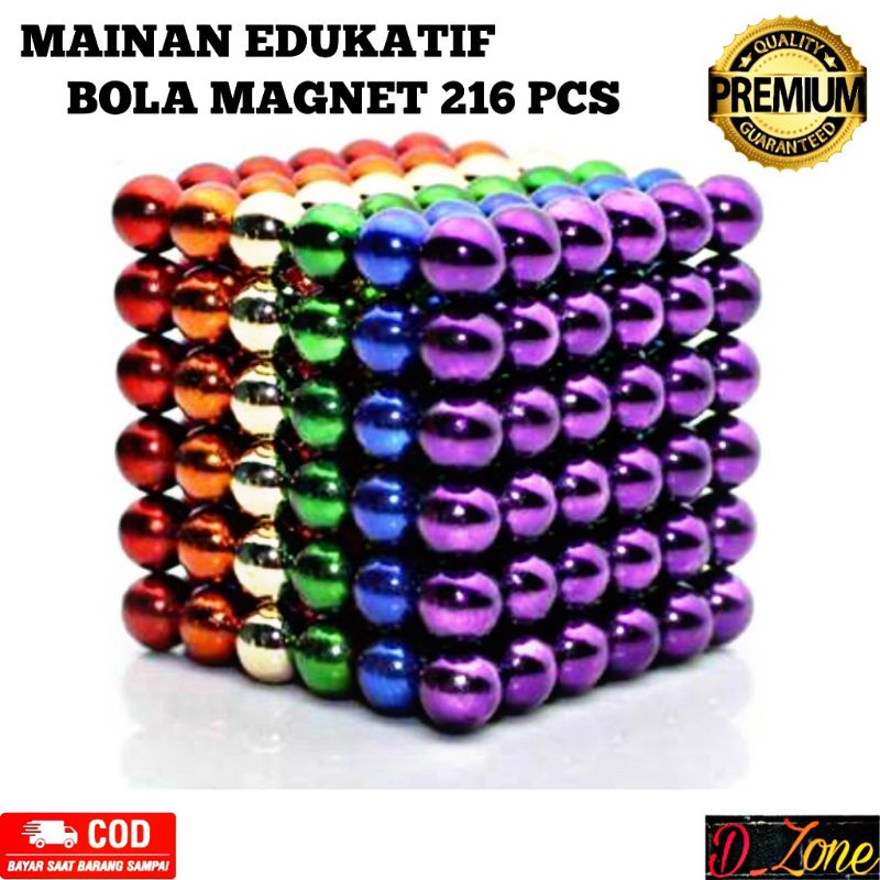 Jual Mainan Edukatif Bola Magnet 216 Pcs 4,6 mm Magnetic Stick Bucky ...