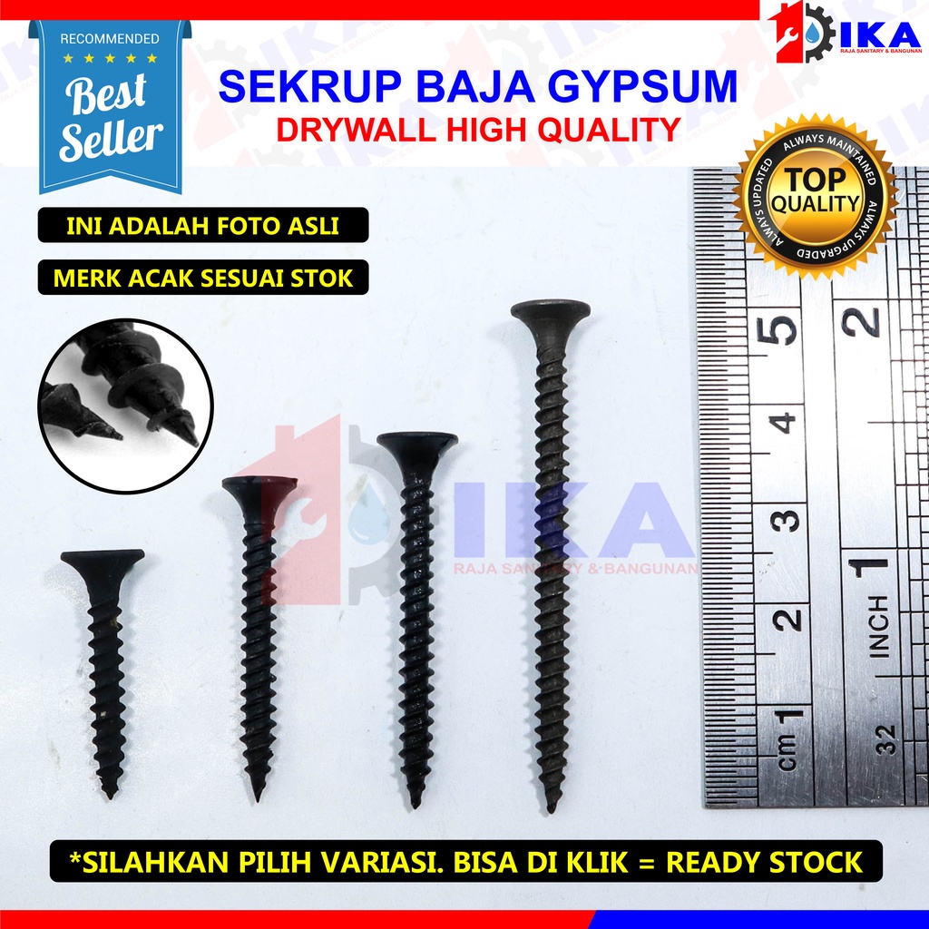 Jual Paku gipsum super tajam ulir screw bintang Sekrup gypsum drywall skrup 1 kg - 1 1/4" dan 2 ...