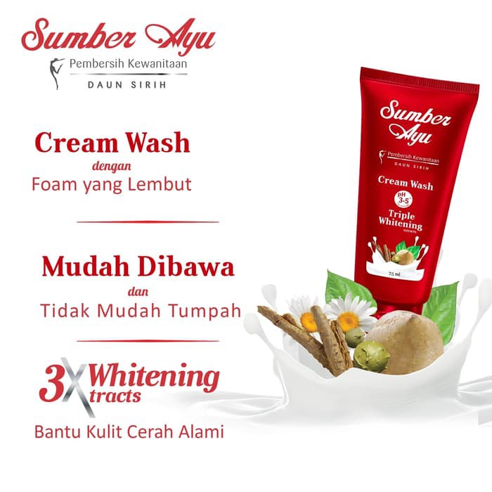 Jual SUMBER AYU CREAM WASH PH 3.5 TRIPLE WHITENING 75ML | Shopee Indonesia
